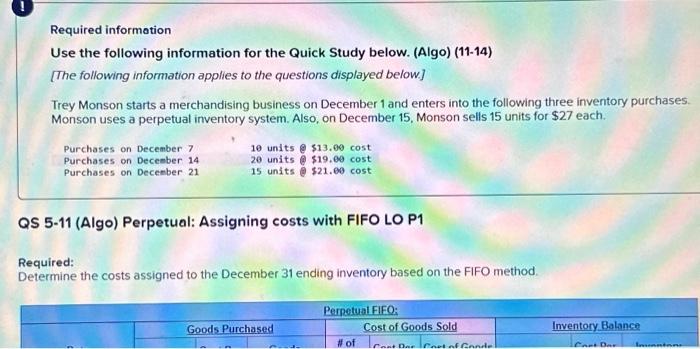 Solved Required information Use the following information | Chegg.com