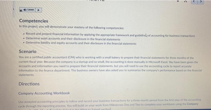 Listen Competencies In this project, you will | Chegg.com