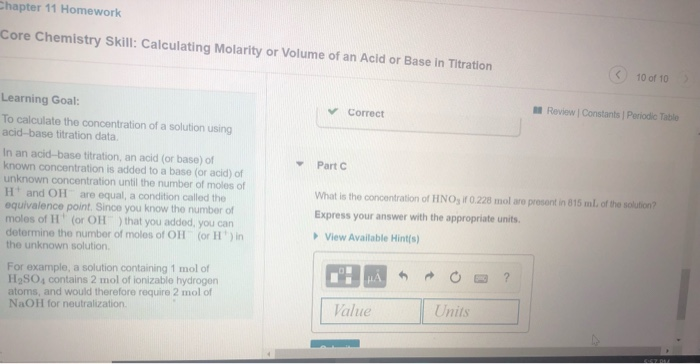 Solved Chapter 11 Homework Core Chemistry Skill: Calculating | Chegg.com