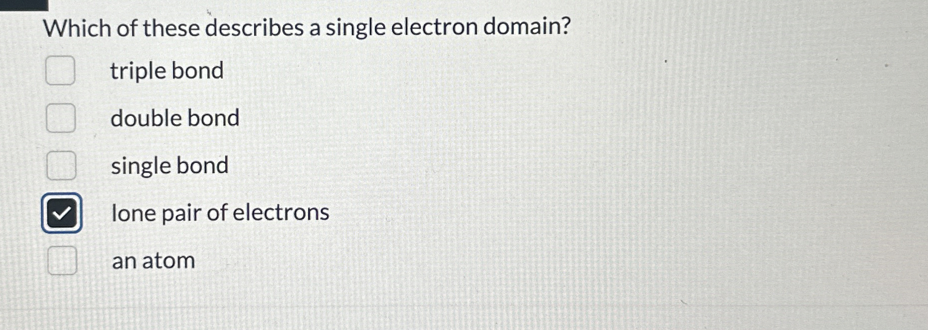 Solved Which of these describes a single electron | Chegg.com