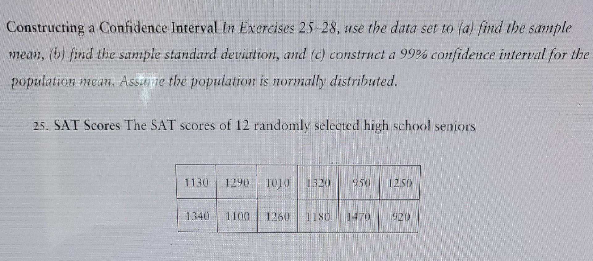 Solved Constructing a Confidence Interval In Exercises | Chegg.com