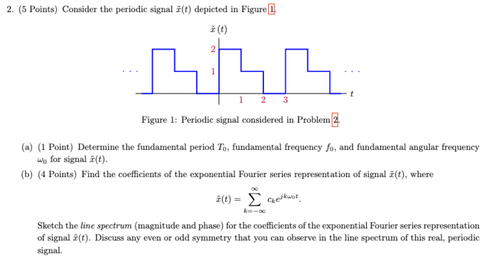 Solved (5 ﻿Points) ﻿Consider the periodic signal tilde(x)(t) | Chegg.com