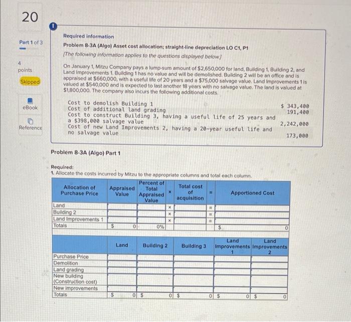 Solved Required information Problem 8-3A (Algo) Asset cost | Chegg.com