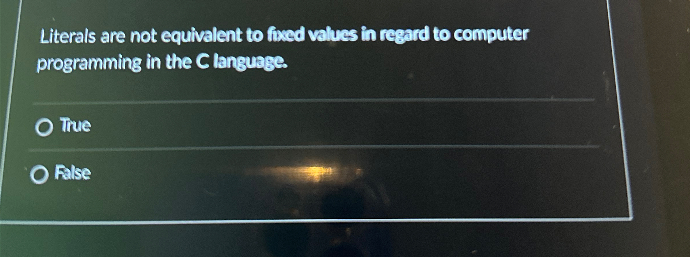 Solved Literals are not equivalent to fixed values in regard | Chegg.com