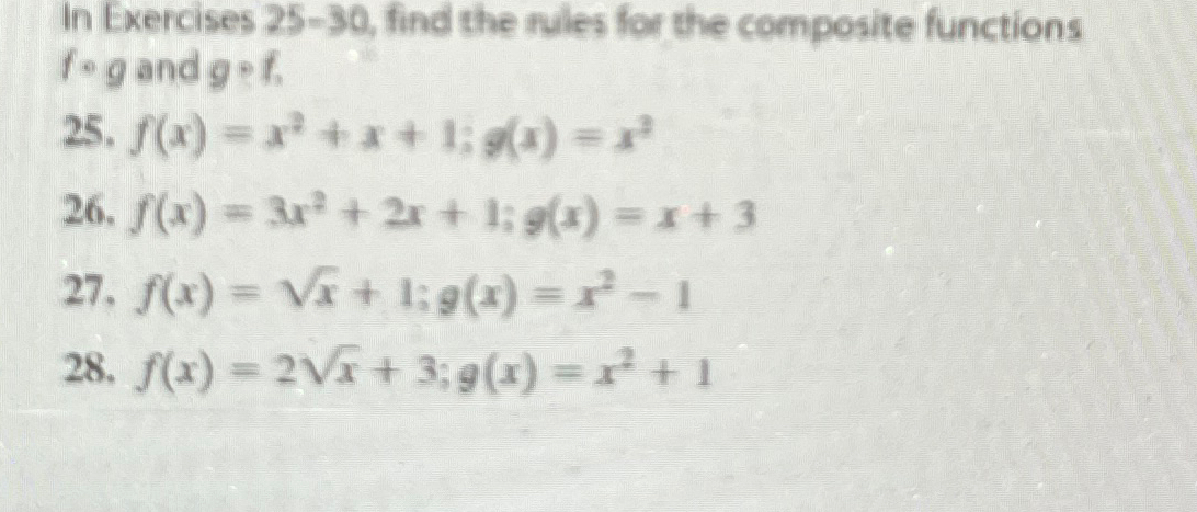 Solved In Exercises 25-30, ﻿find the rules for the composite | Chegg.com