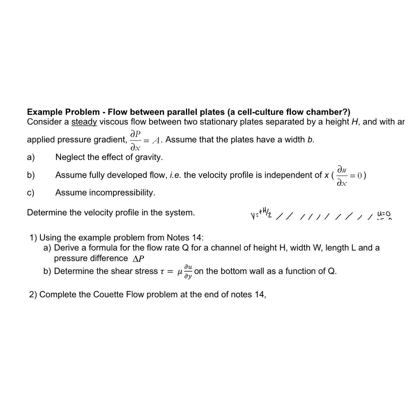 Solved Example Problem - ﻿Flow between parallel plates (a | Chegg.com