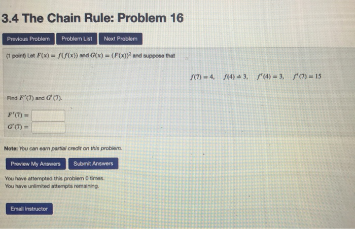 Solved 3.4 The Chain Rule: Problem 16 Previous Problem | Chegg.com