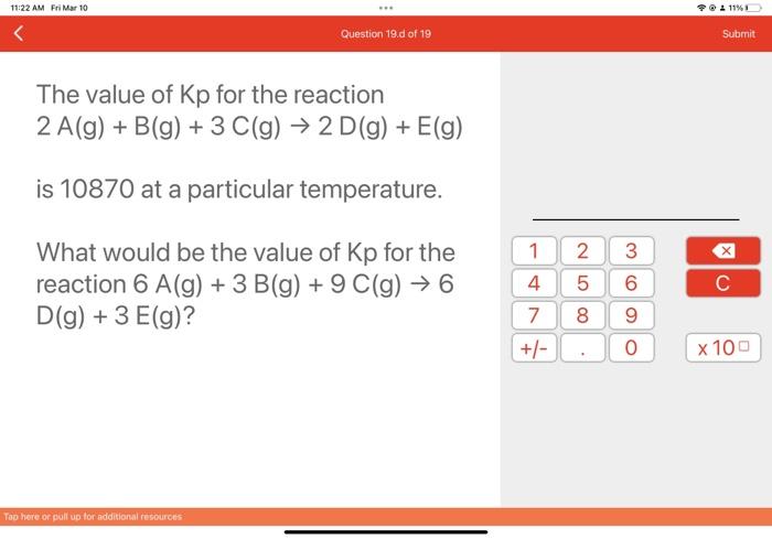Solved The value of Kp for the reaction 2 A( | Chegg.com