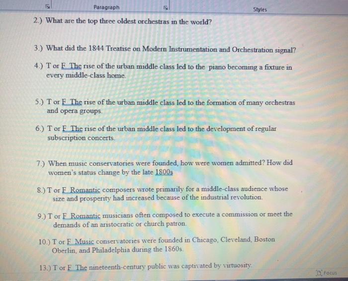 Solved Styles Paragraph 14.) Define: Rubato. 15.) How many | Chegg.com