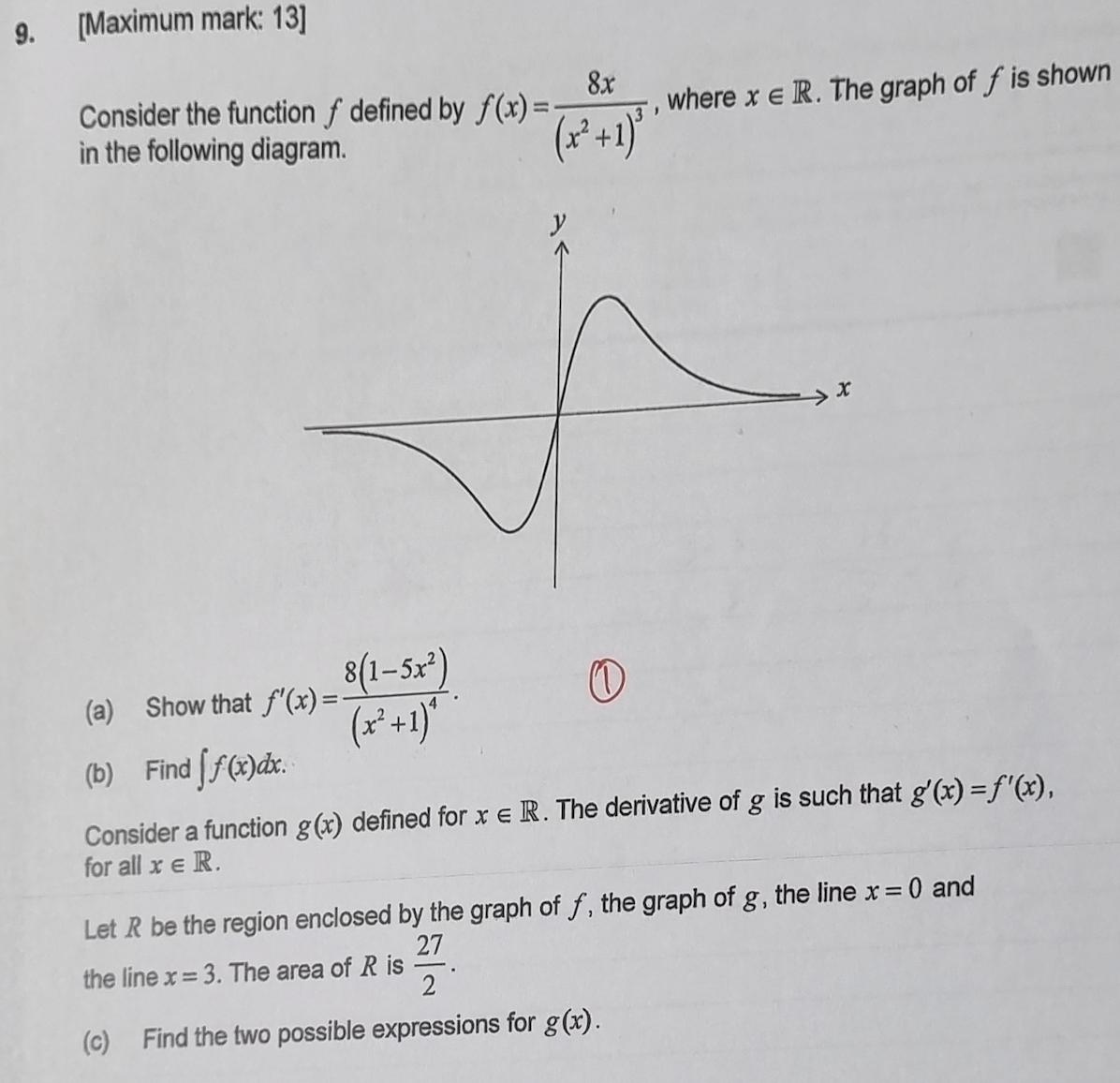 Solved [Maximum mark: 13]Consider the function f ﻿defined by | Chegg.com