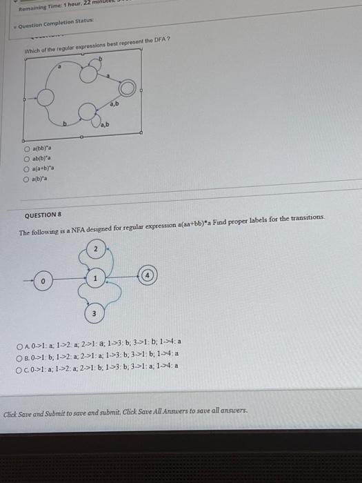 Solved - ouention completion status a(bb)∗ a ab(b)∗a | Chegg.com