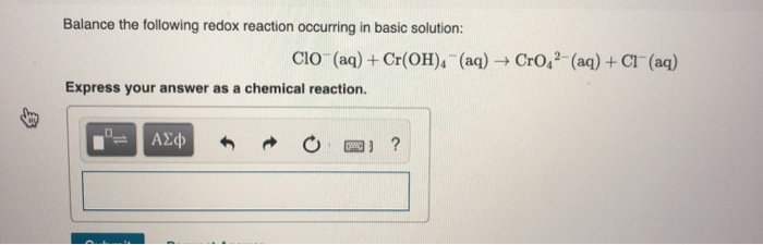 Solved Balance the following redox reaction occurring in | Chegg.com