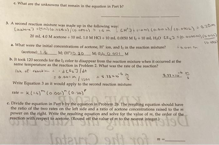 Solved 2. Using the reaction mixture in Problem 1, a student | Chegg.com