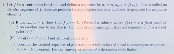 Solved 1. Let f be a continuous function, and define a | Chegg.com