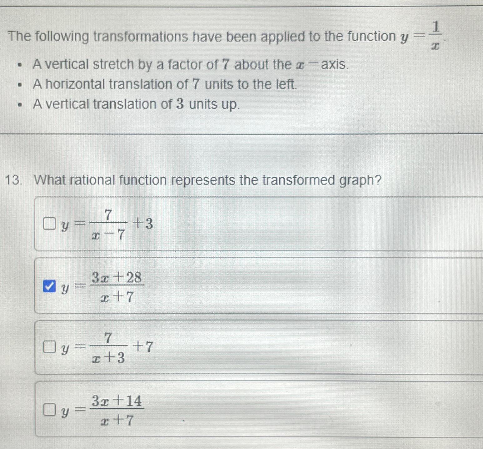 Solved The following transformations have been applied to | Chegg.com