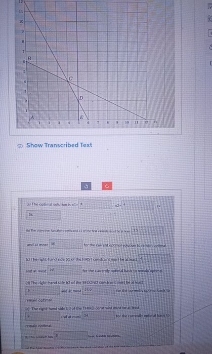 Solved Show Transcribed Text(a) ﻿The optimal selution is | Chegg.com
