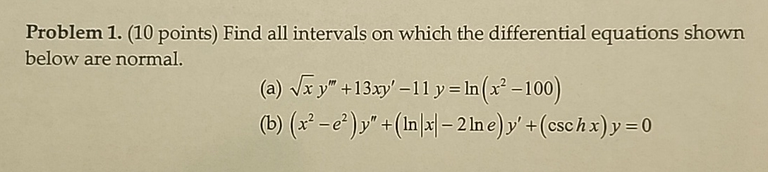 Solved Problem 1. (10 ﻿points) ﻿Find all intervals on which | Chegg.com