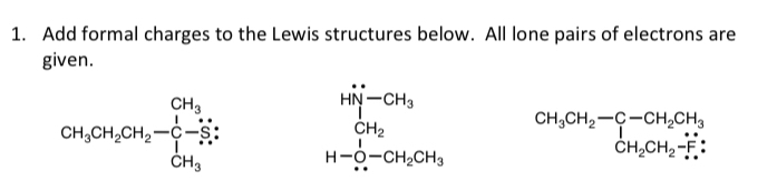 Add formal charges to the Lewis structures below. All | Chegg.com