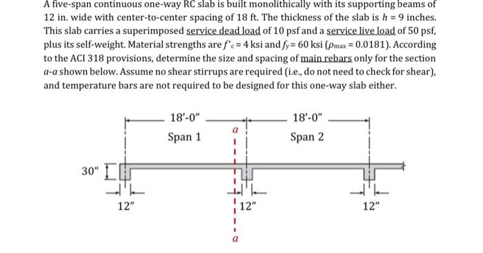 Solved A five-span continuous one-way RC slab is built | Chegg.com