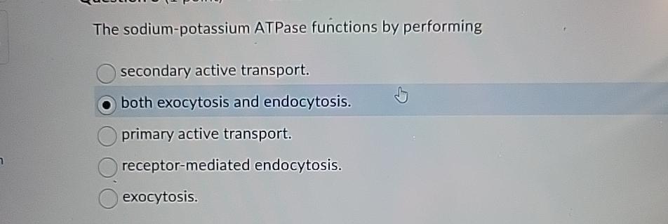 Solved The sodium-potassium ATPase functions by | Chegg.com