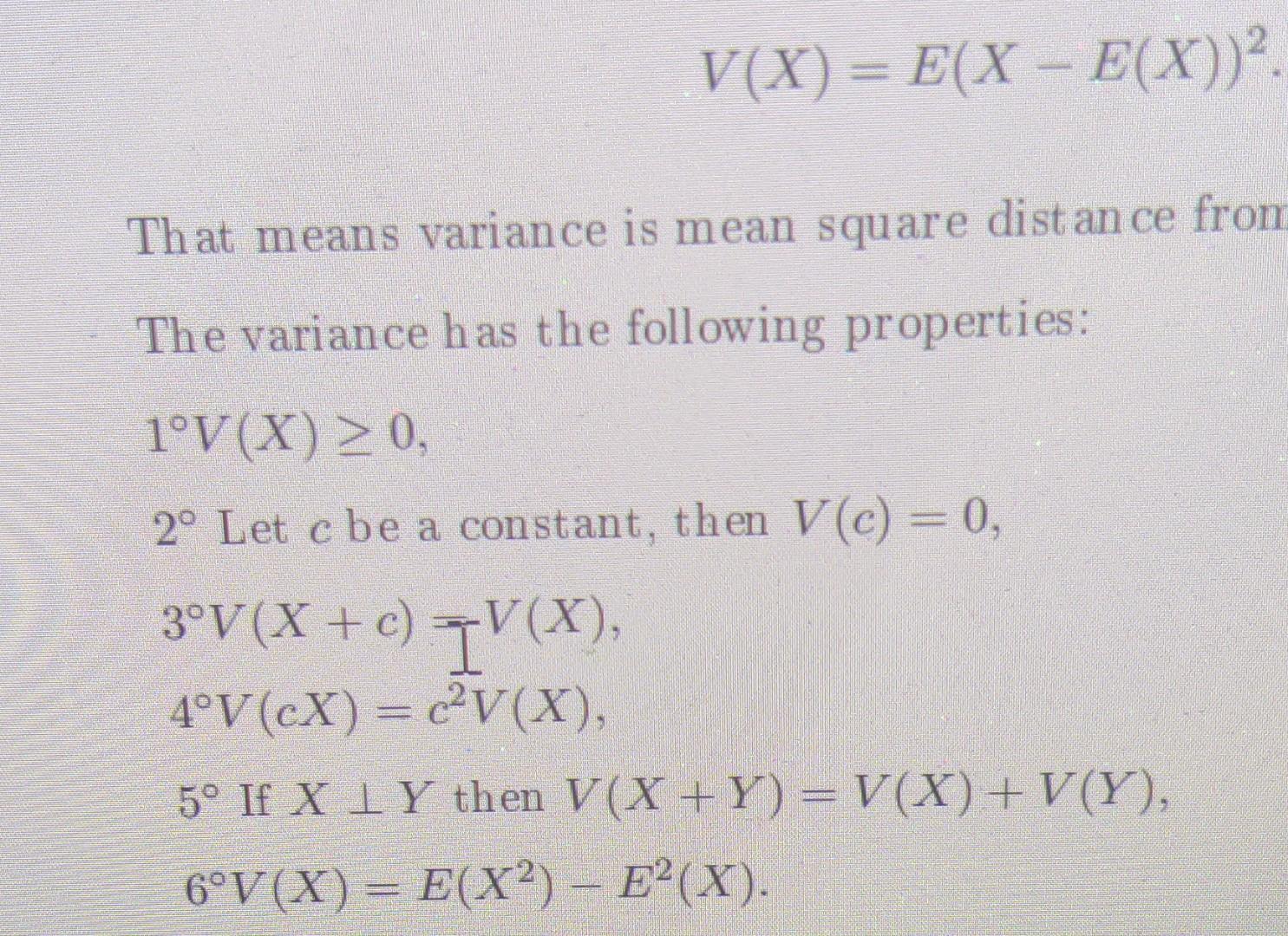 Solved V(X)=E(X−E(X))2 That means variance is mean square | Chegg.com