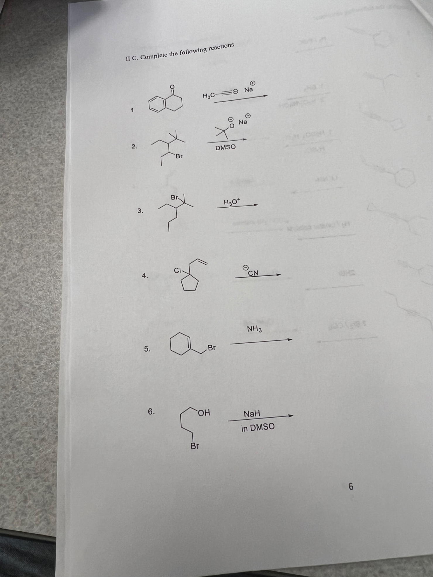 Solved П ﻿C. ﻿Complete the following reactions12.4.→ThetaCN6 | Chegg.com