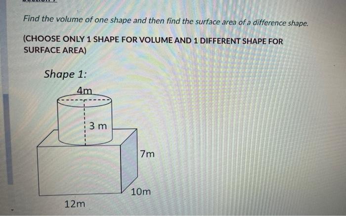 Solved Find the volume of one shape and then find the | Chegg.com