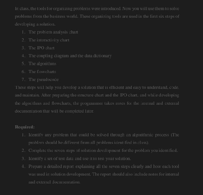 Solved In class, the tools for organizing problems were | Chegg.com