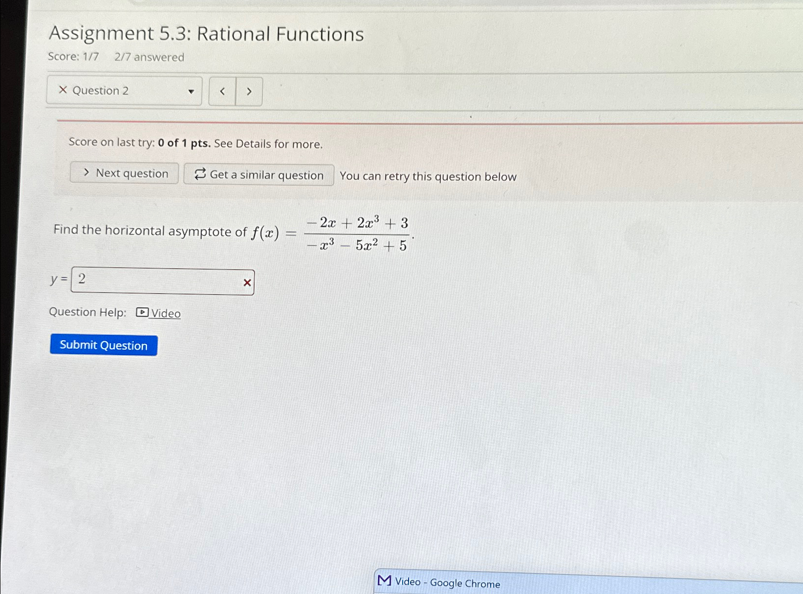 Solved Assignment 5.3: Rational FunctionsScore: 1/7 2/7 | Chegg.com