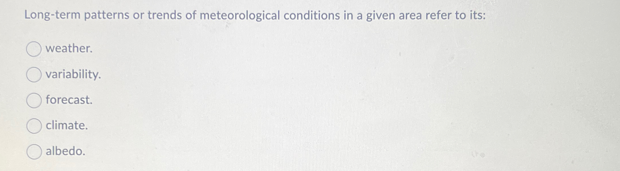 Solved Long-term patterns or trends of meteorological | Chegg.com