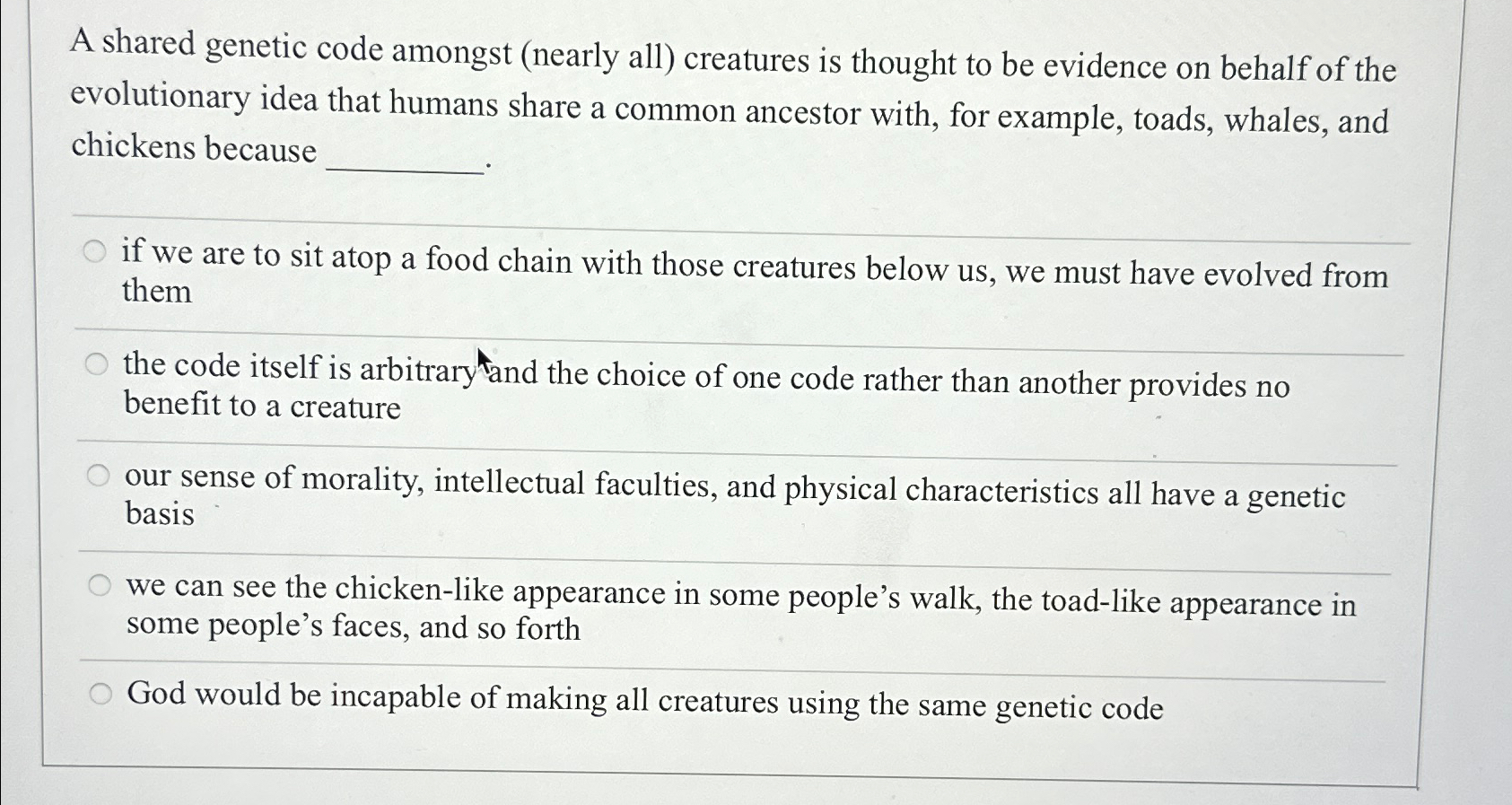 Solved A shared genetic code amongst (nearly all) ﻿creatures | Chegg.com