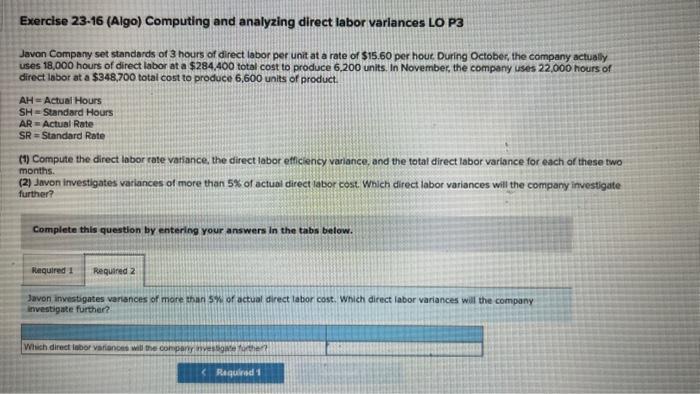 Solved Exercise 23-16 (Algo) Computing and analyzing direct | Chegg.com