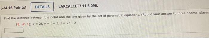 Find the distance between the point and the line | Chegg.com