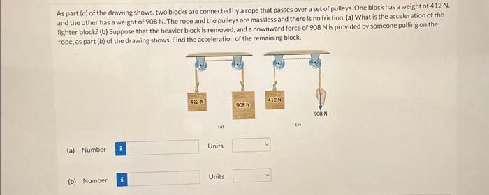 Solved As part (a) of the drawing shows, two blocks are | Chegg.com
