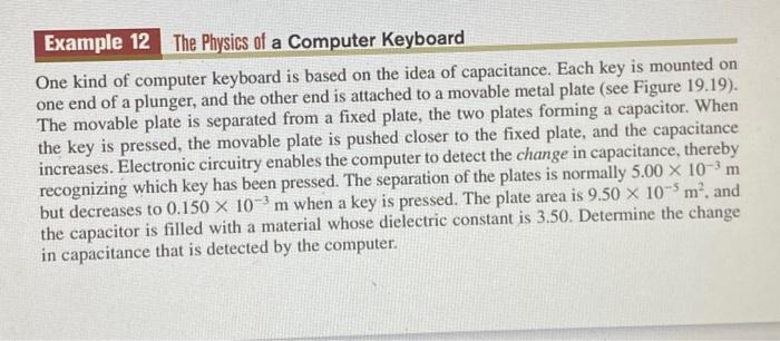 Solved Example 12 The Physics of a Computer Keyboard One | Chegg.com
