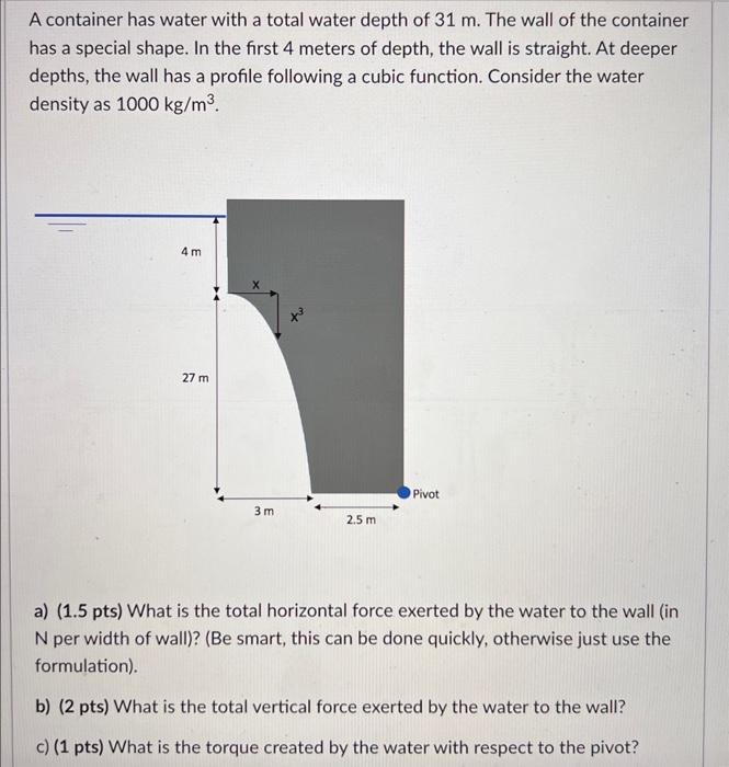 Solved A container has water with a total water depth of 31 | Chegg.com