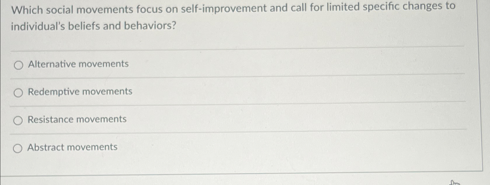 Solved Which social movements focus on self-improvement and | Chegg.com