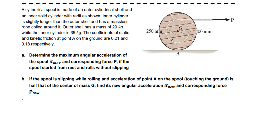 Solved A cylindrical spool is made of an outer cylindrical | Chegg.com