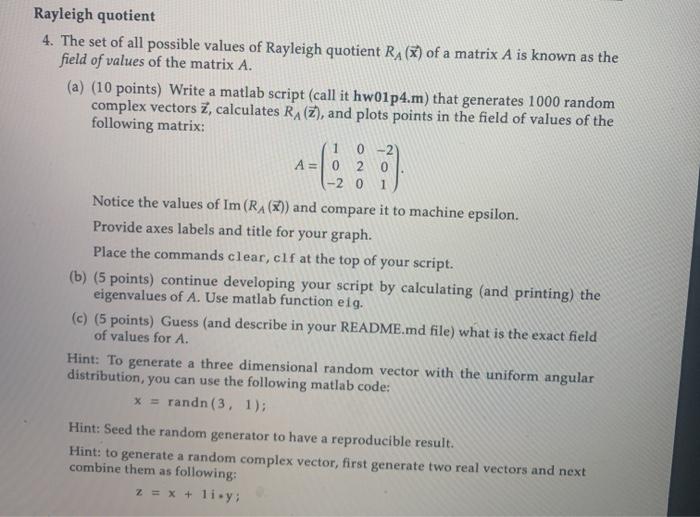 2 1 Rayleigh quotient 4. The set of all possible | Chegg.com