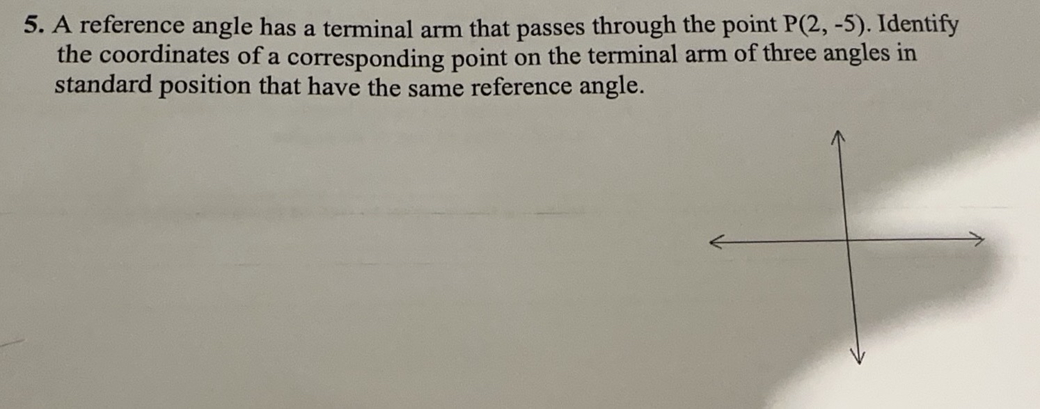 Solved A reference angle has a terminal arm that passes | Chegg.com