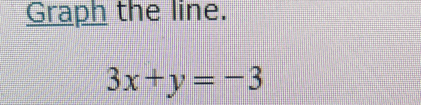 Solved Graph the line.3x+y=-3 | Chegg.com