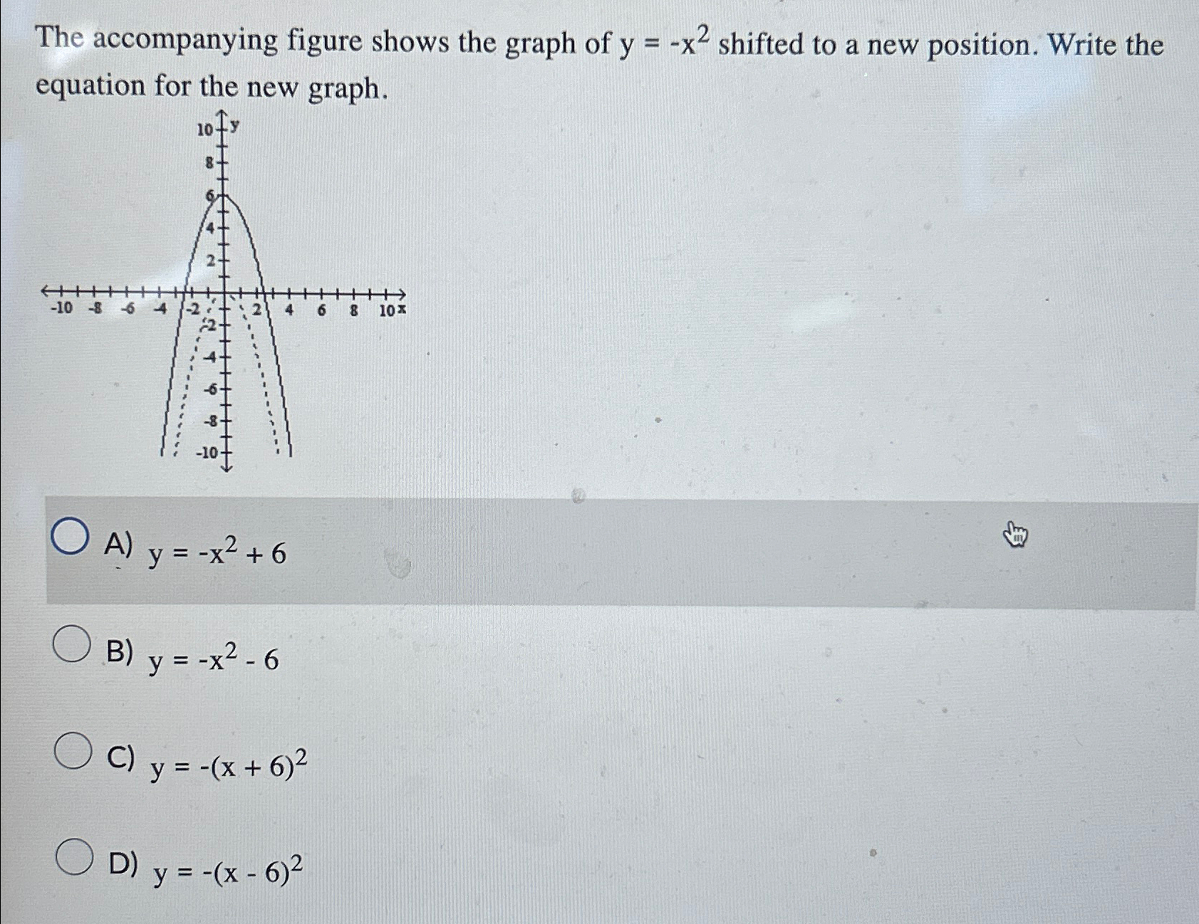 Solved The accompanying figure shows the graph of y=-x2 | Chegg.com
