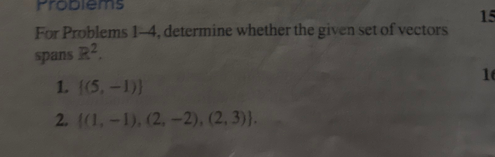 Solved For Problems 1-4, ﻿determine whether the given set of | Chegg.com