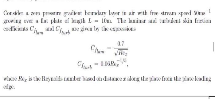 Solved Consider a zero pressure gradient boundary layer in | Chegg.com