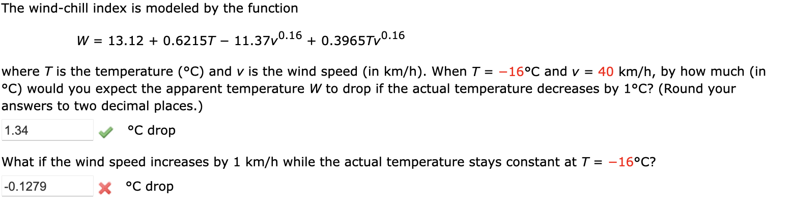 Solved The wind-chill index is modeled by the | Chegg.com | Chegg.com