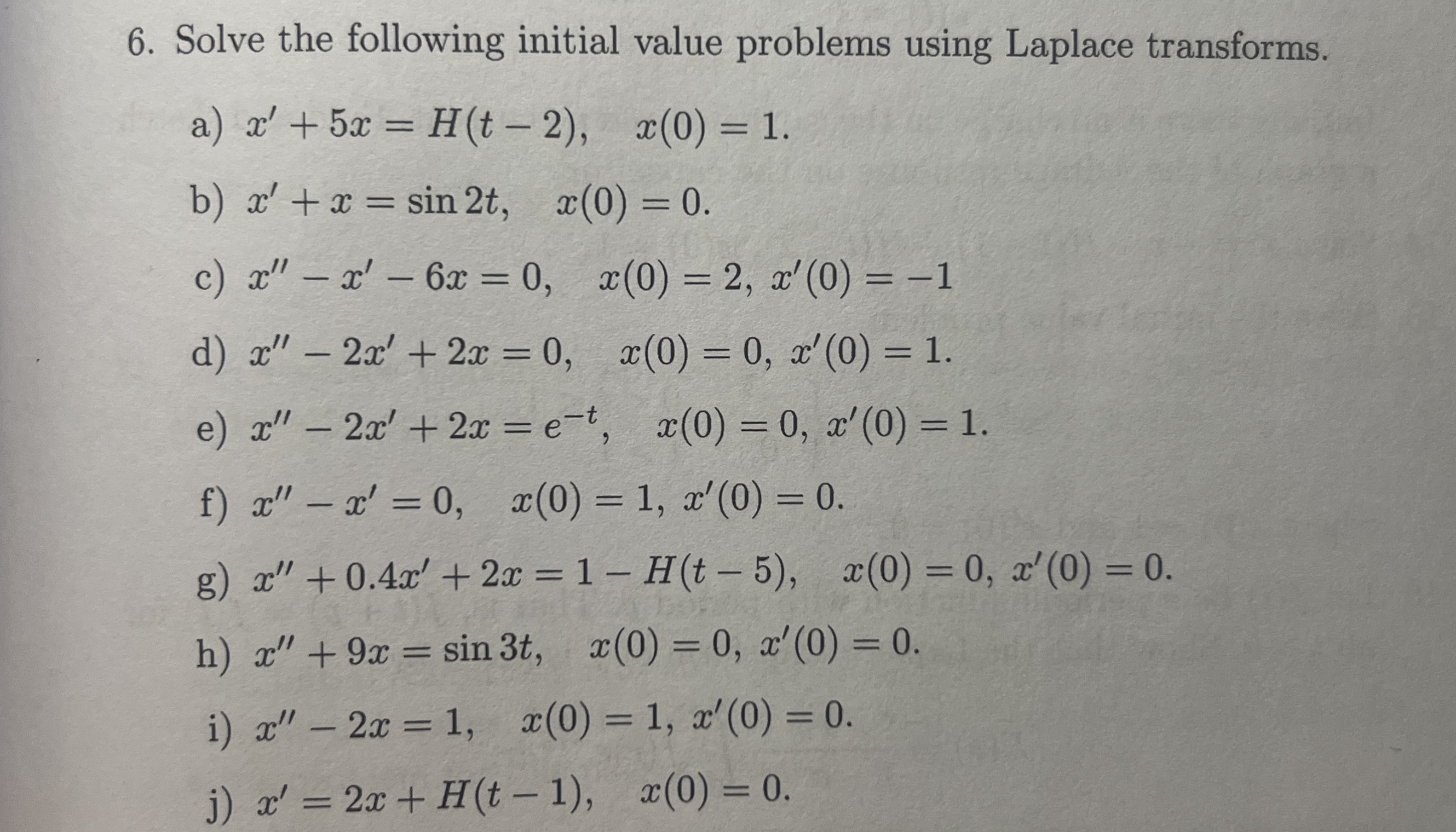 Solved Solve the following initial value problems using | Chegg.com