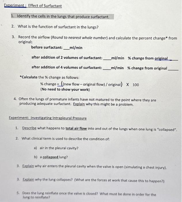Solved periment: Effect of Surfactant 1. Identify the cells | Chegg.com