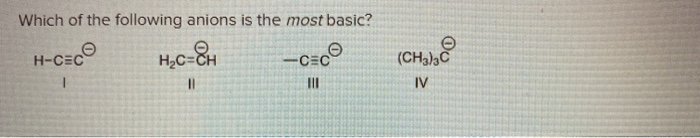 Solved Which of the following anions is the most basic? | Chegg.com