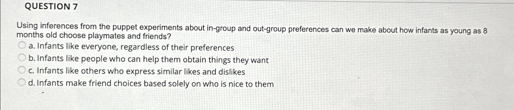 Solved QUESTION 7Using inferences from the puppet | Chegg.com