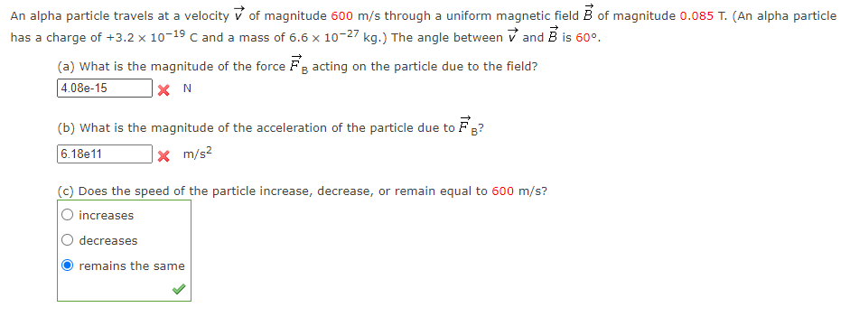 Solved An alpha particle travels at a velocity vec(v) ﻿of | Chegg.com